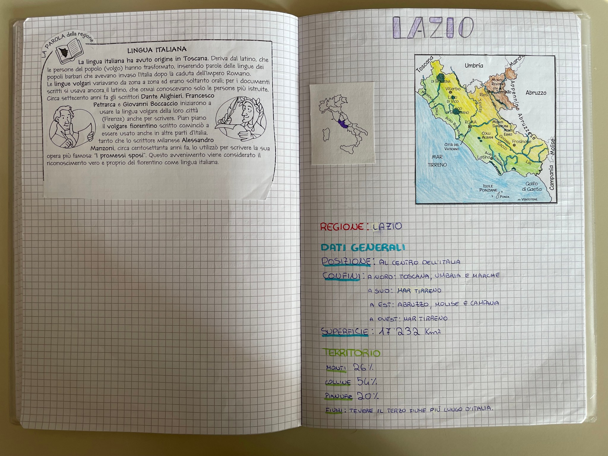 Quaderno geografia classe 5^ – Maestra Giulia Montanari